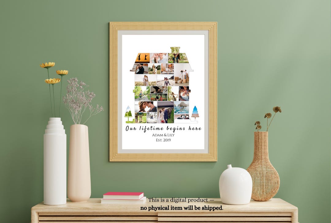 House Photo Collage Frame 20 Picture Layout New Home Gift Housewarming ...