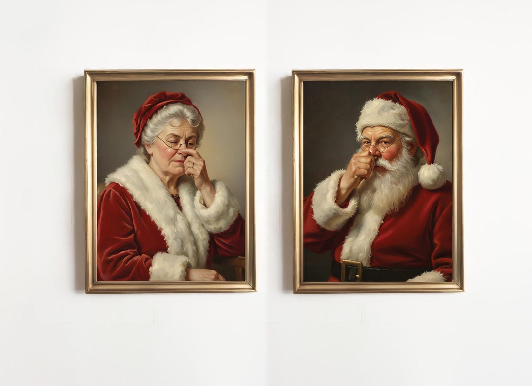 Funny Santa Bathroom Print | Toilet Humor Christmas Wall Art (digital ...