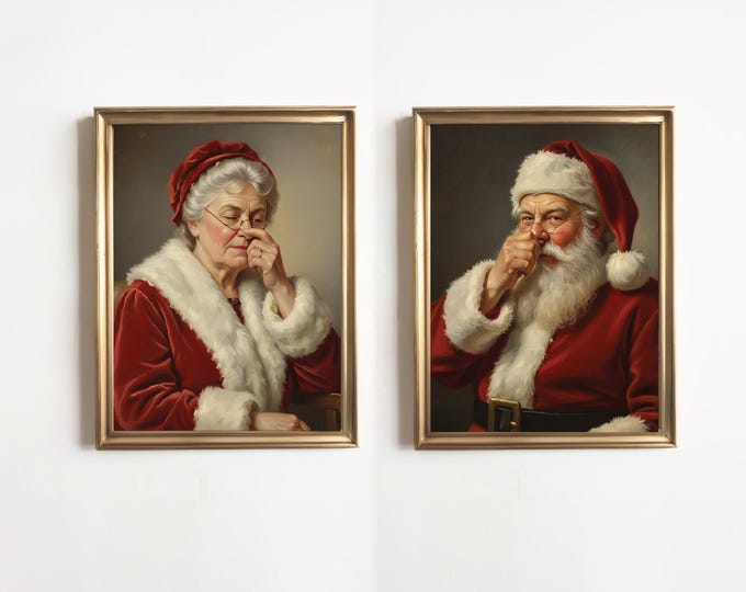 Funny Santa Bathroom Print | Toilet Humor Christmas Wall Art (digital ...