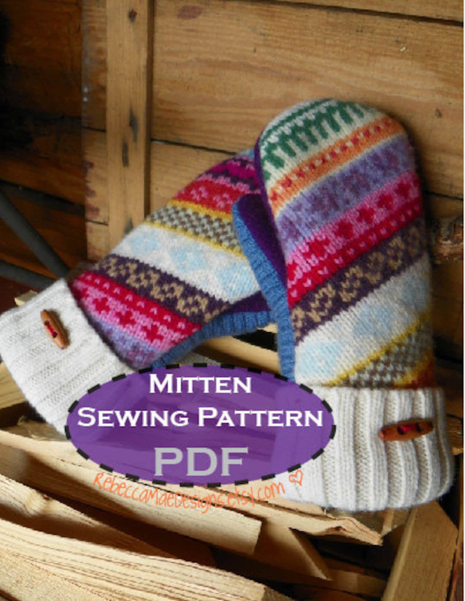 PDF MITTEN PATTERN Sewing Diy Pattern Tutorial for Upcycled - Etsy