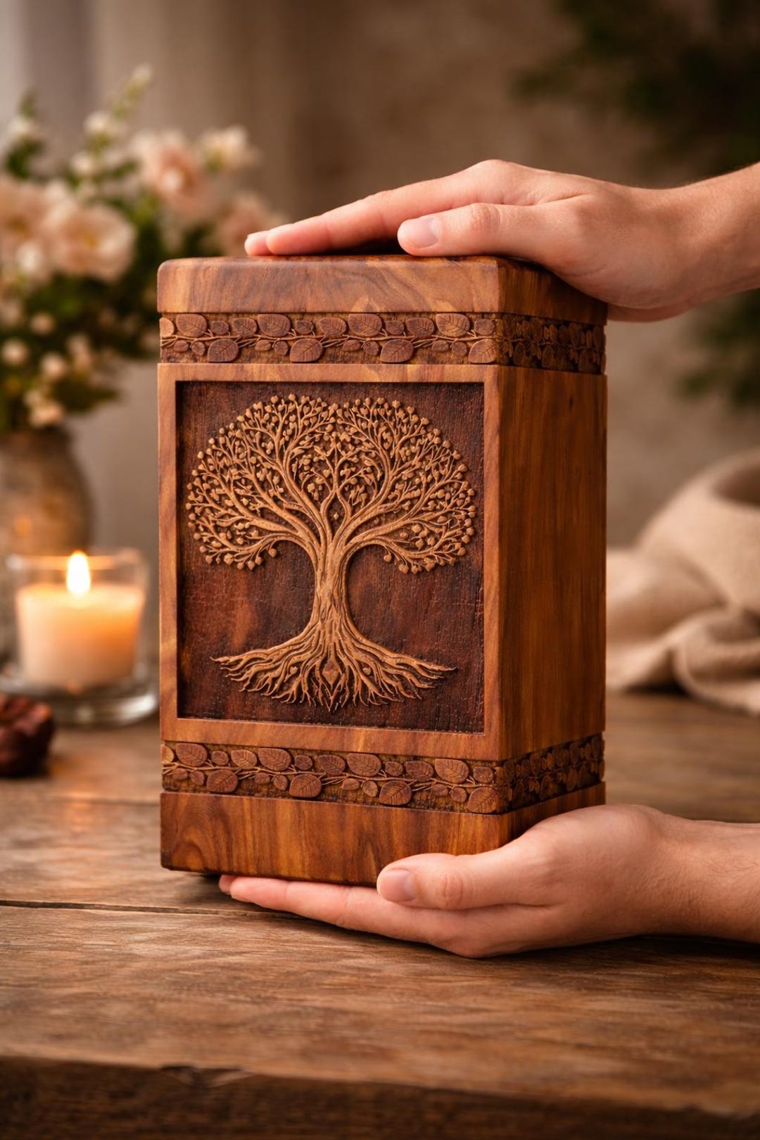Tree of Life Urn – Engraved Wooden Urn for Ashes Memorial Box - Etsy