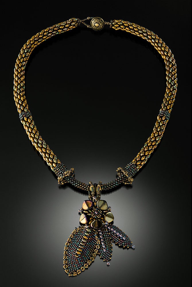 SOLD Beadweaving: Superduo Rope in Dusty Gold/blue With Leafy | Etsy