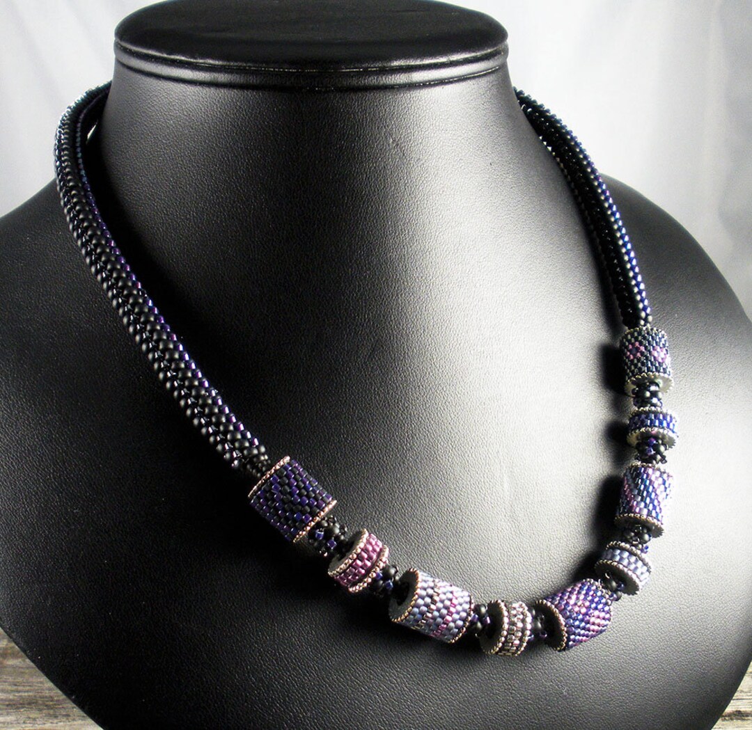 SOLD Reserved for Carole: Herringbone Strap Necklace With Beaded ...