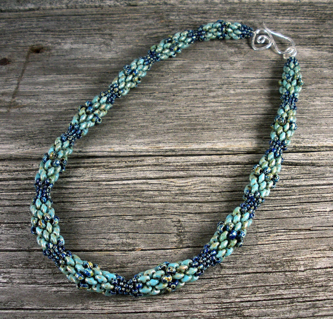 SOLD! Beadweaving: Sculptured Peyote-stitched Superduo Rope in Shades ...