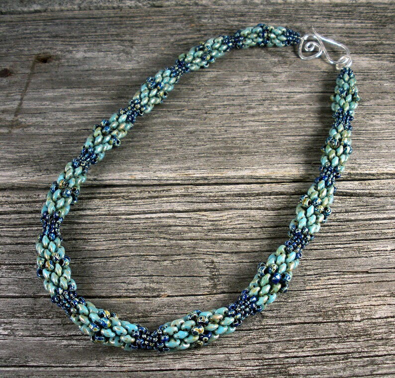SOLD! Beadweaving: Sculptured Peyote-stitched Superduo Rope in Shades ...