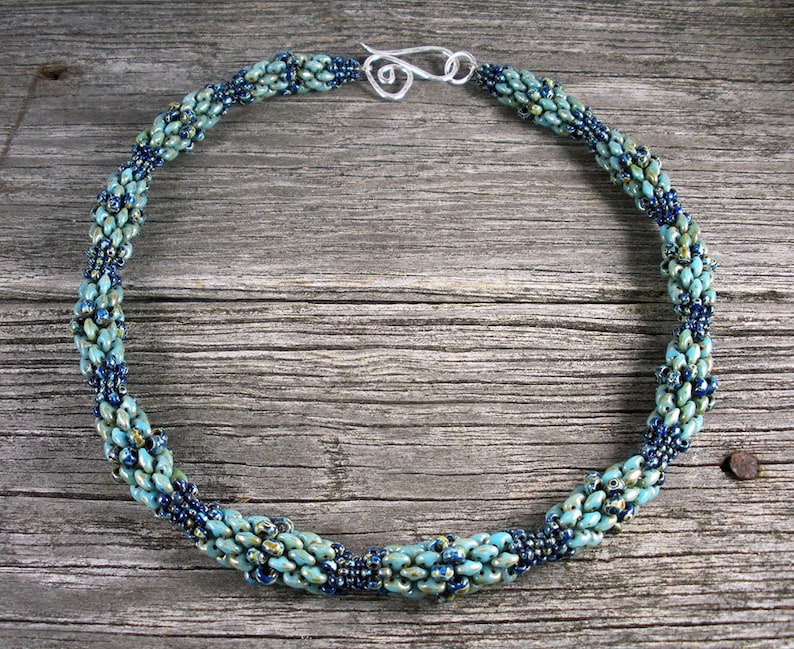 SOLD! Beadweaving: Sculptured Peyote-stitched Superduo Rope in Shades ...