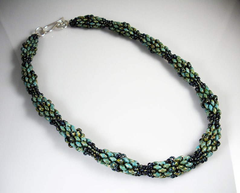 SOLD! Beadweaving: Sculptured Peyote-stitched Superduo Rope in Shades ...