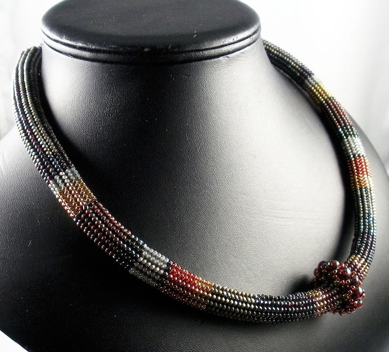 SOLD Banded Herringbone Rope in Grey & Garnet Shades With - Etsy