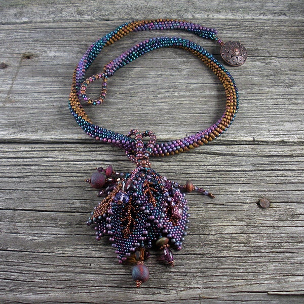SOLD Beadweaving: Sculptured Peyote-stitched Superduo Rope in Shades of ...