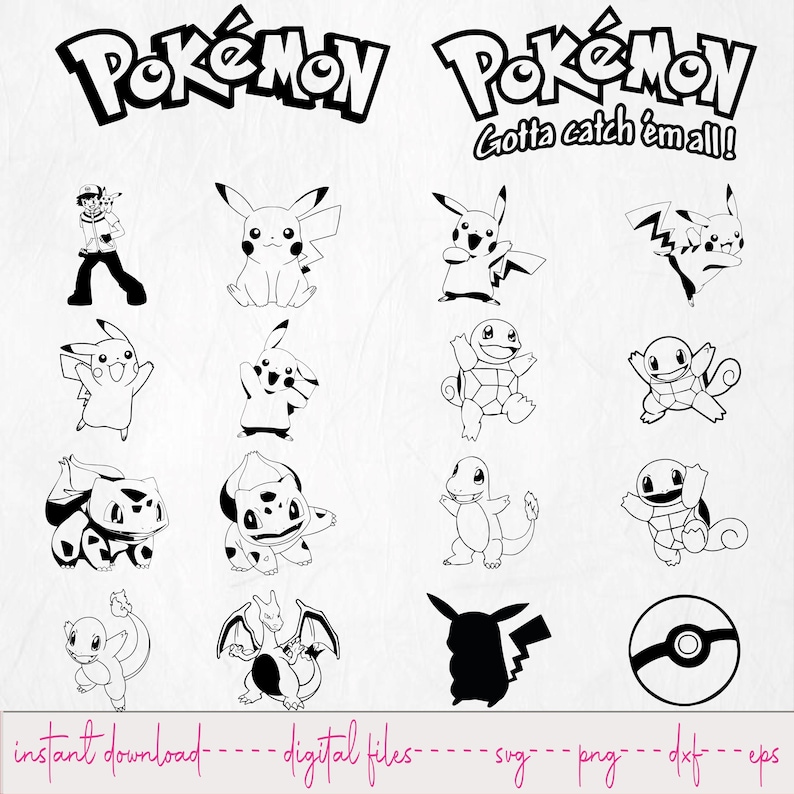 Pokemon SVG Bundle | Cute Cartoon Characters | Cricut & Silhouette ...