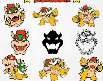 Bowser Svg Bundle, Bowser Cut File, Bowser Silhouette, Mario Svg ...