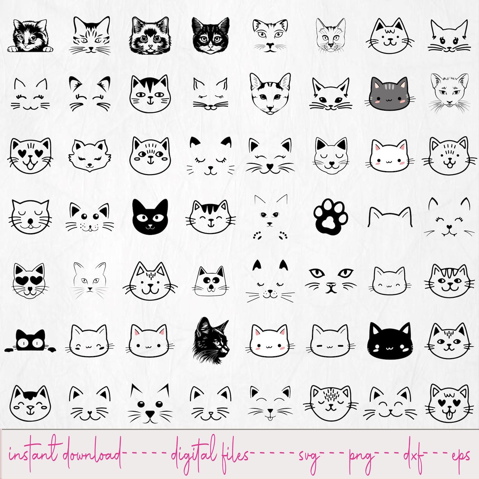 Cute Cat Face Svg, Kitten Svg, Cat Eyelashes Svg, Cat Silhouette, Cat ...