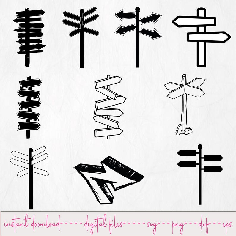Wooden Signpost SVG Bundle: Arrow, Camping, Road Trip (digital Download ...