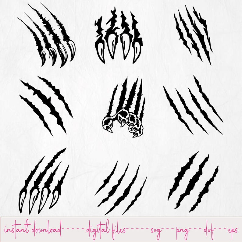 Dino Claw SVG Bundle, Scratch Marks Clipart (digital Download) - Etsy