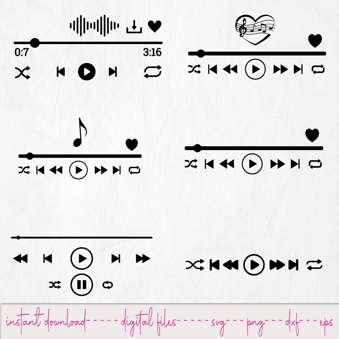 Music Player SVG, Audio Control Buttons Clipart (digital Download) - Etsy