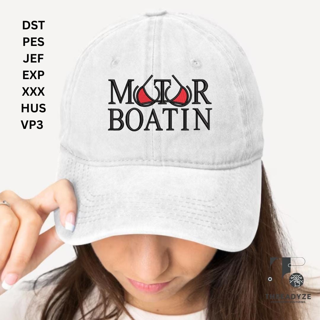 Motor Boatin Embroidery Design for Hats – Funny Boat Themed Machine ...