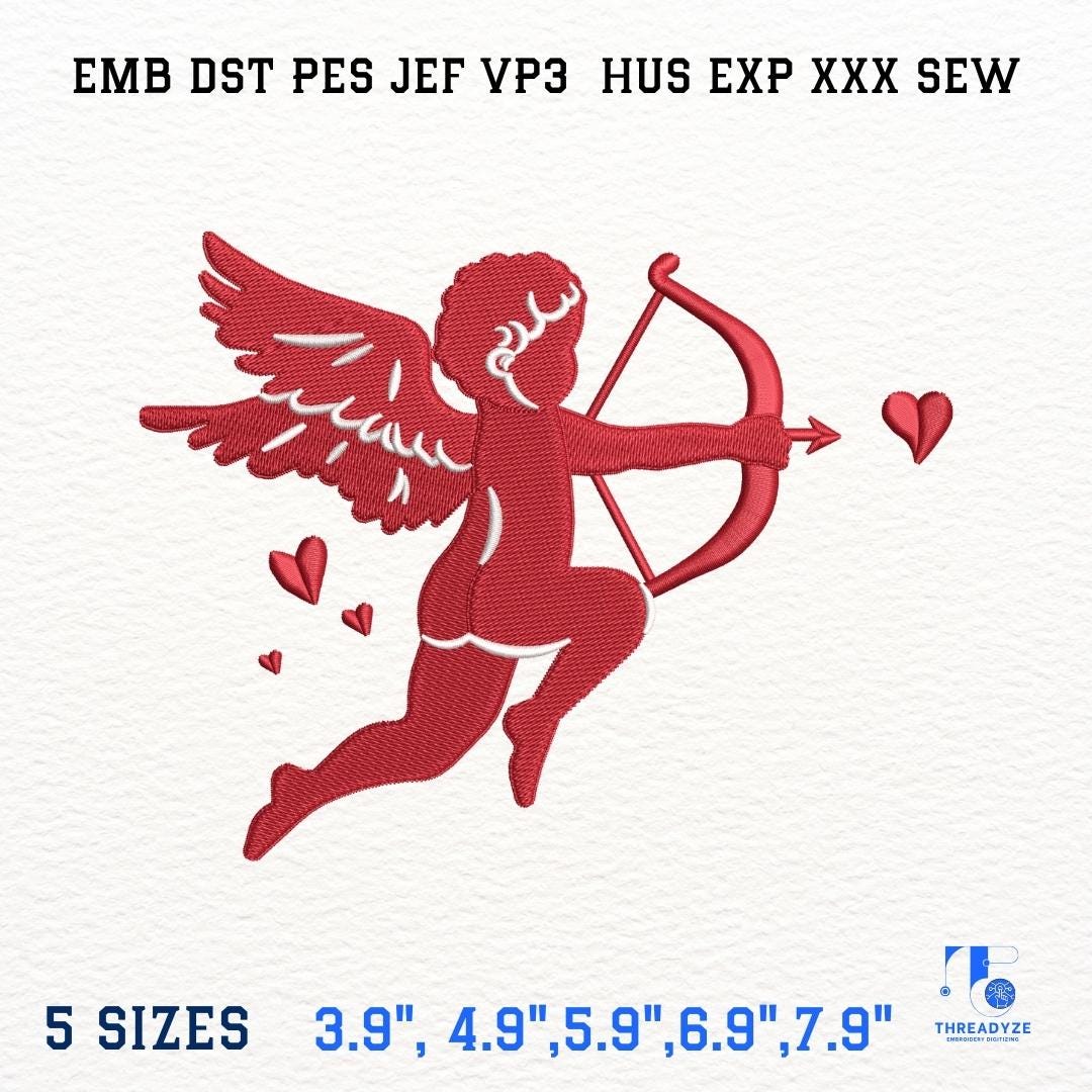 Cupid Angel Embroidery Design | Valentine Love Archer Stitch Pattern ...