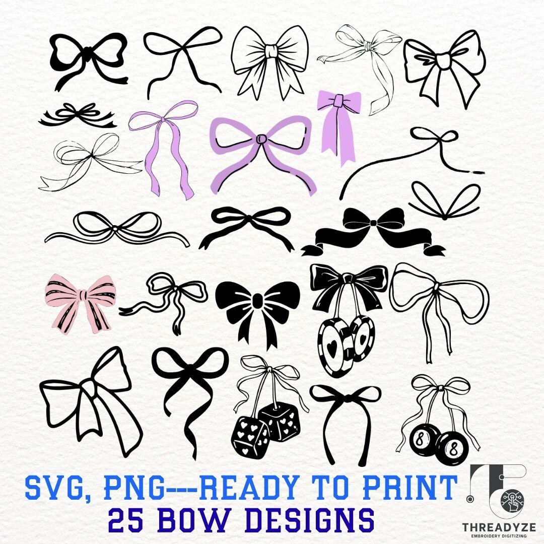 Bow SVG Clipart Bundle | 25 Ribbon Outline Designs (PNG) - Etsy