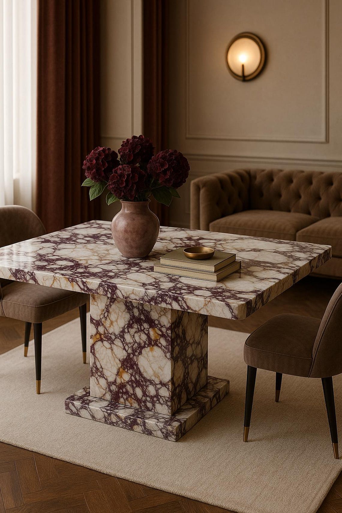 Calacatta Viola Marble Dining Table | Luxury Italian Stone Furniture - Etsy