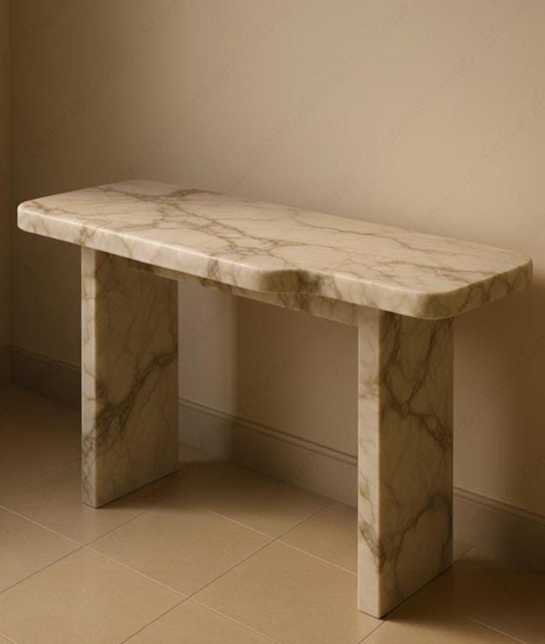 Modern Natural Marble Console Table – Handmade Stone Entryway Table ...