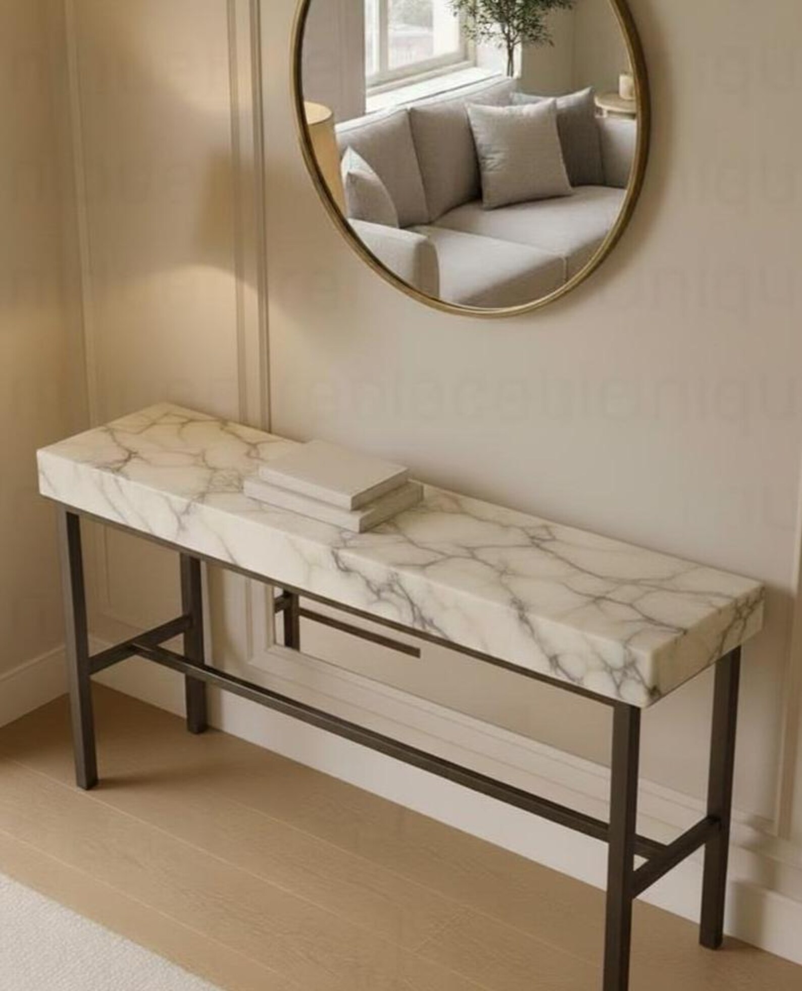 Waterfall Marble Console Table – Modern Entryway, Veined Stone - Etsy