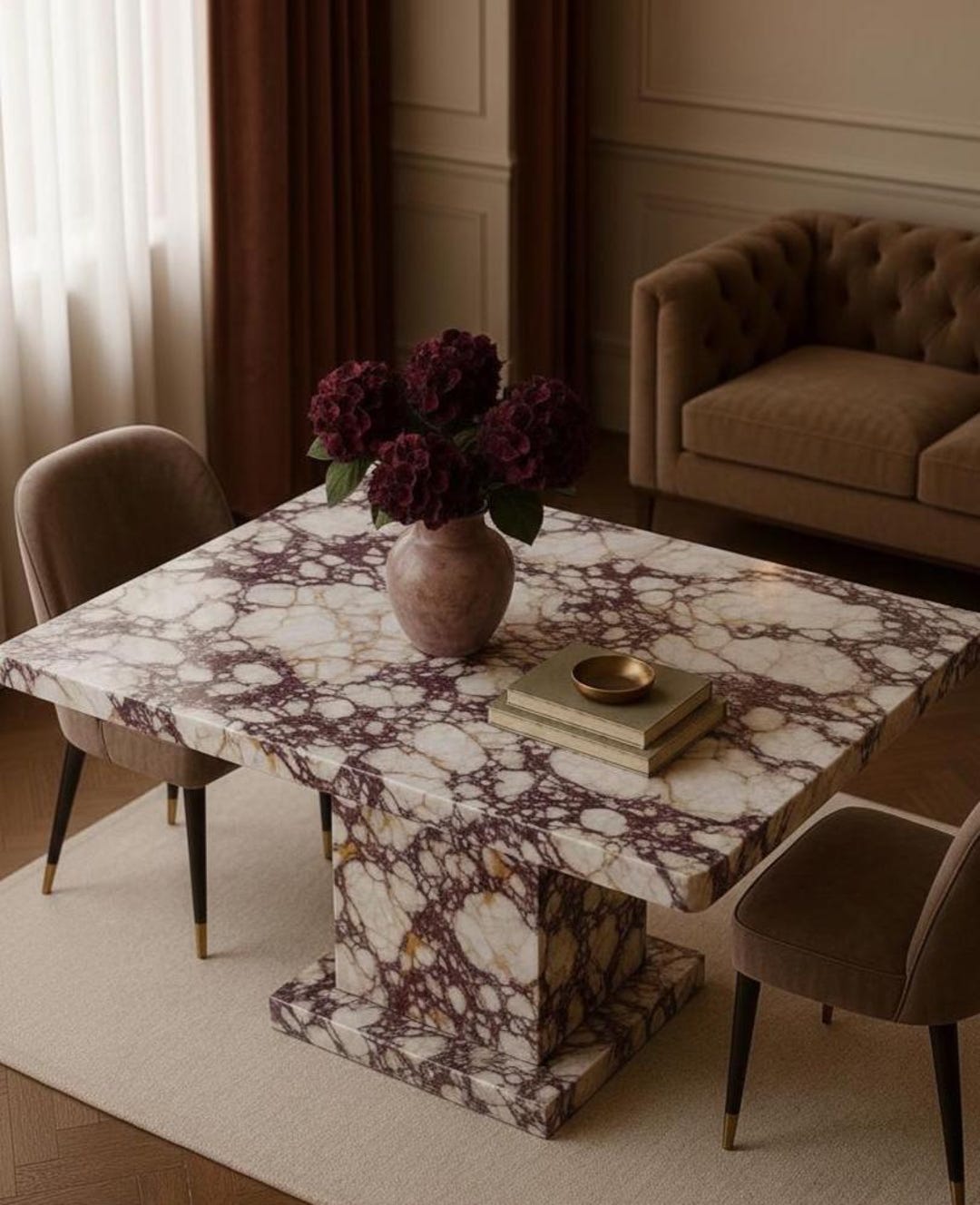 Calacatta Viola Marble Dining Table | Luxury Italian Stone Furniture - Etsy