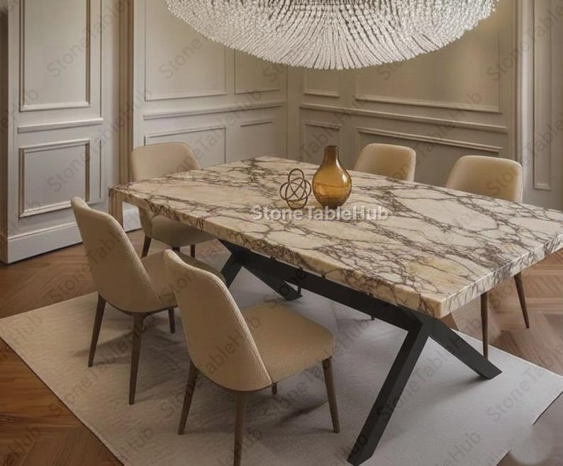 Handmade Calacatta Viola Marble Dining Table | Italian Luxury Stone ...