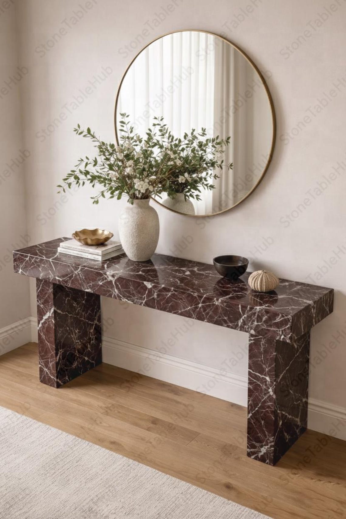Modern Marble Console Table | Luxury Stone Entryway Table | Minimalist ...