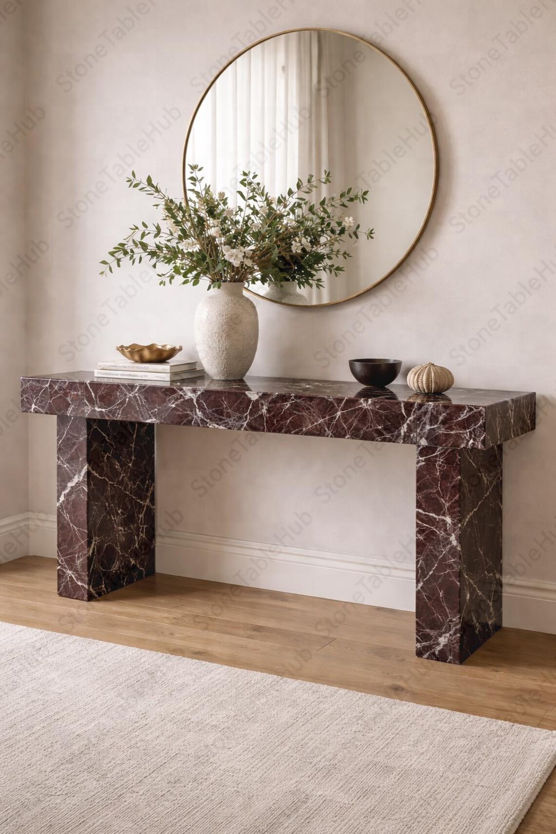 Modern Marble Console Table | Luxury Stone Entryway Table | Minimalist ...