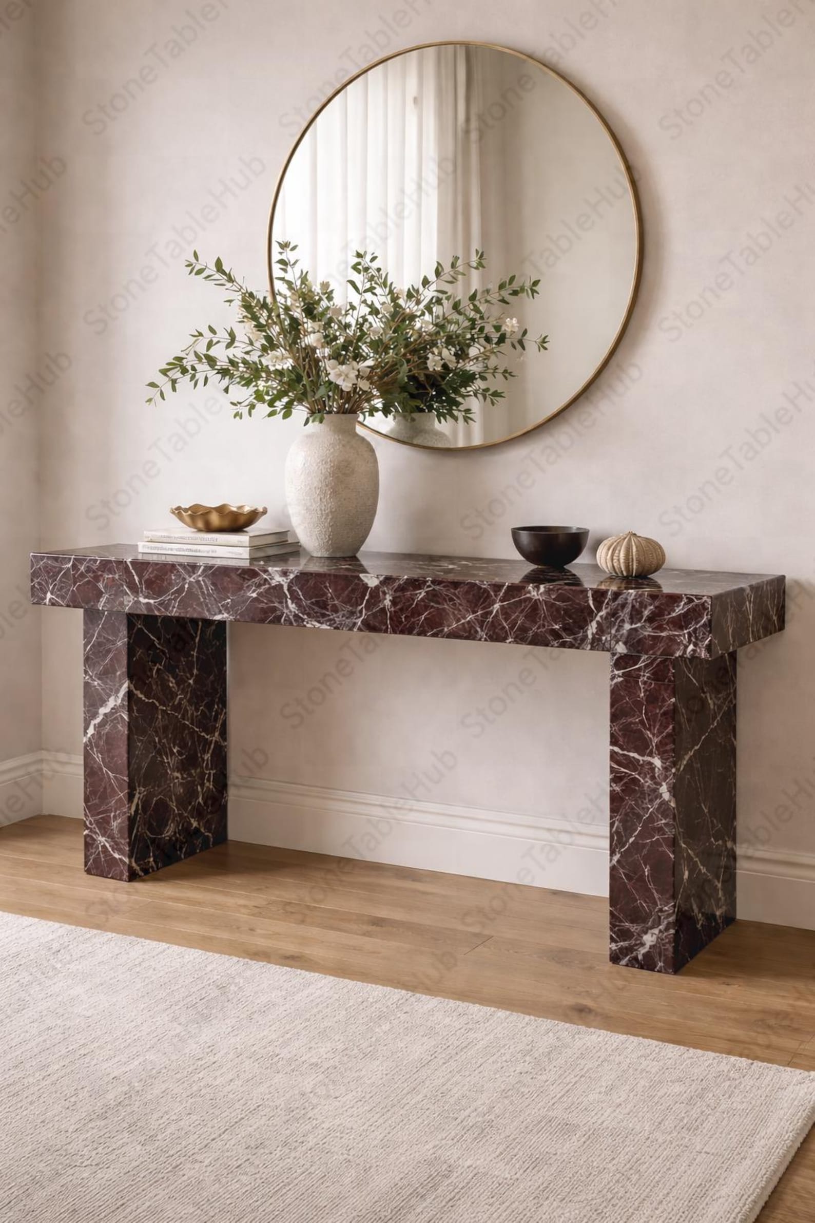 Modern Marble Console Table | Luxury Stone Entryway Table | Minimalist ...