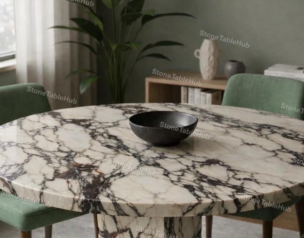 Luxury Modern Round Calacatta Marble Dining Table – Modern Luxury Stone ...