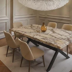 Handmade Calacatta Viola Marble Dining Table | Italian Luxury Stone ...