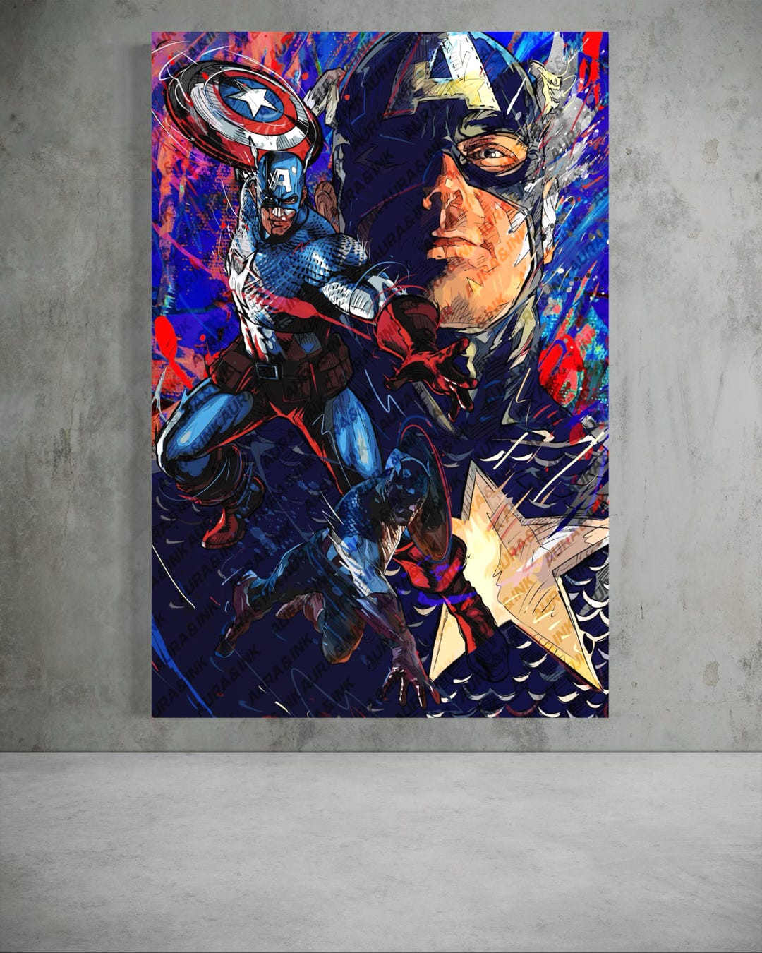 Captain Shield Collage Canvas - Etsy