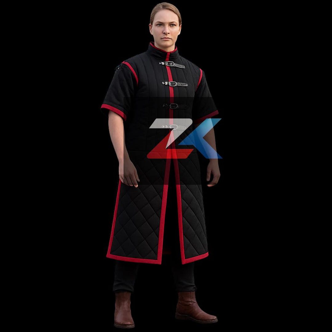 Black & Red Medieval Gambeson | Quilted Viking Armor, LARP Costume - Etsy