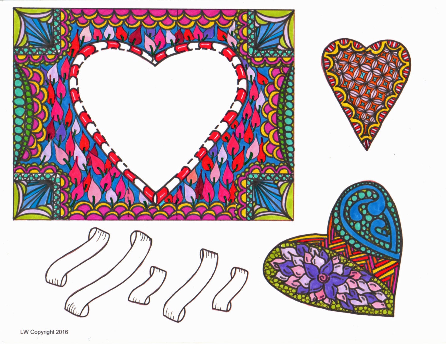 Downloadable Color Your Own - Valentine's Day Card - Etsy