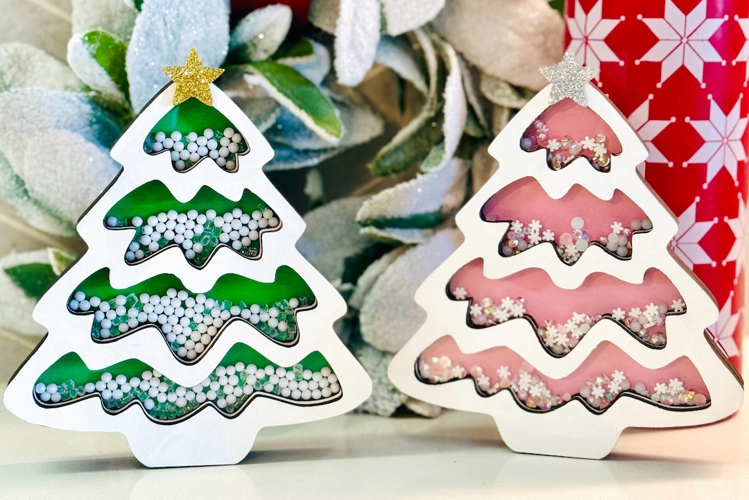 Christmas Tree Shaker Wood Art: Tiered Tray Decor - Etsy