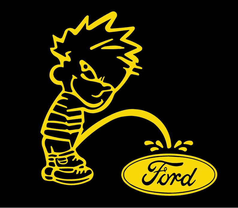 Calvin Little Guy Pee on Ford Decal Sticker Auto, Laptop Smooth Surface ...