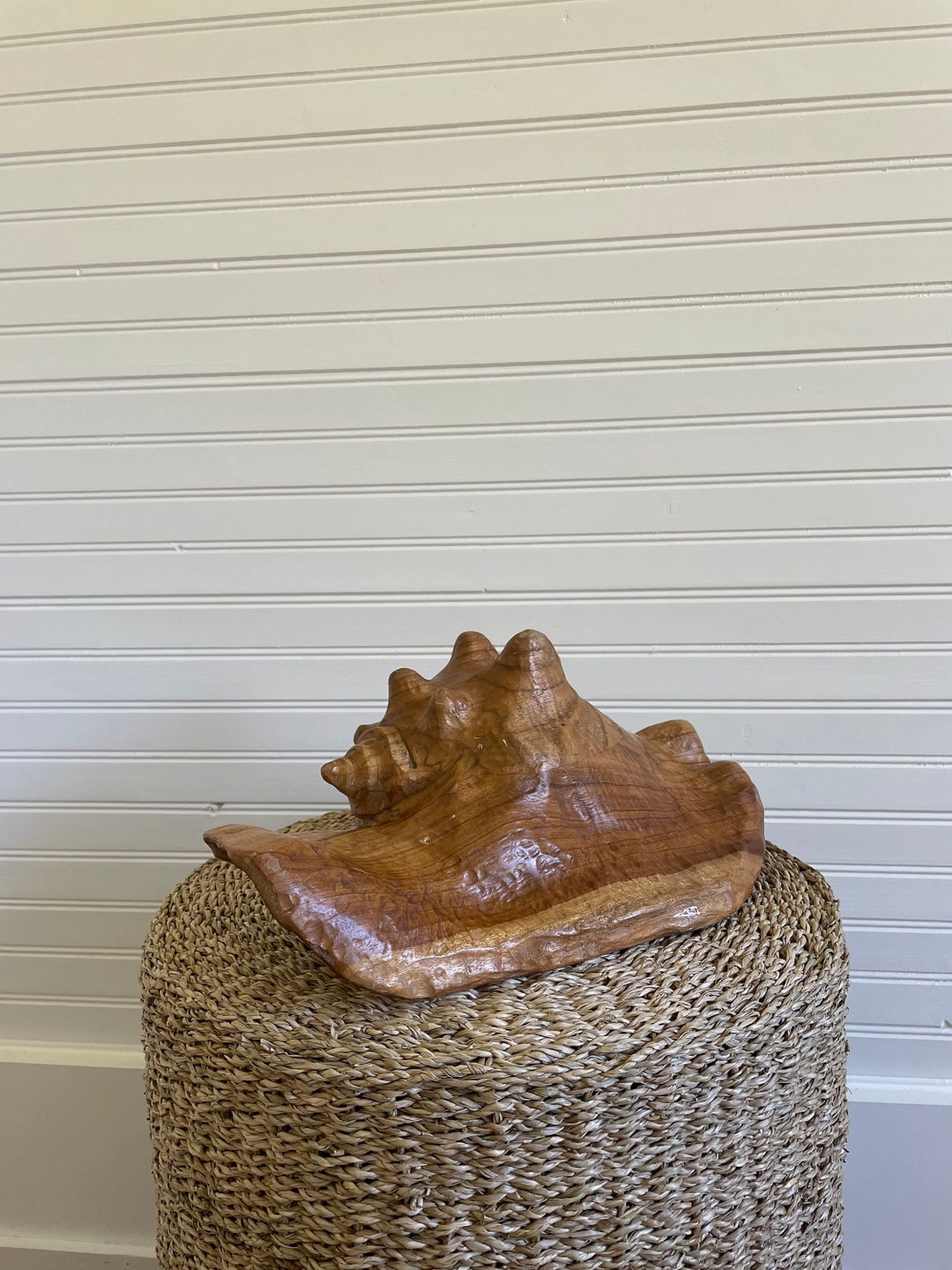 Vintage Large Carved Wood Folk Art Conch Shell - Etsy