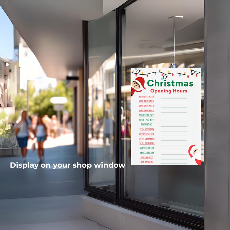 Christmas Opening Hours Sign: Printable Holiday Template (A4 PDF) - Etsy