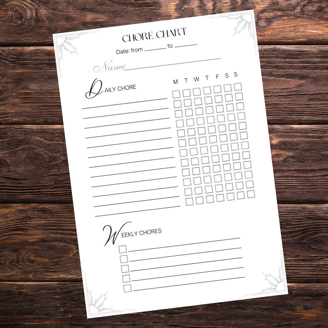 Chore Chart - Simple Printable Chore Chart - Daily & Weekly Kids Chore ...