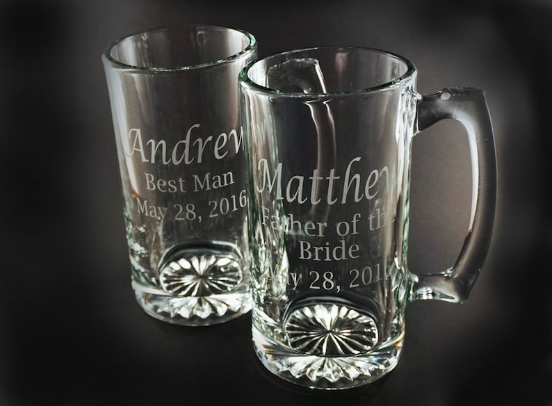 Set of 2 Personalized Custom Etched Glass MEGA Beer Mugs | Etsy