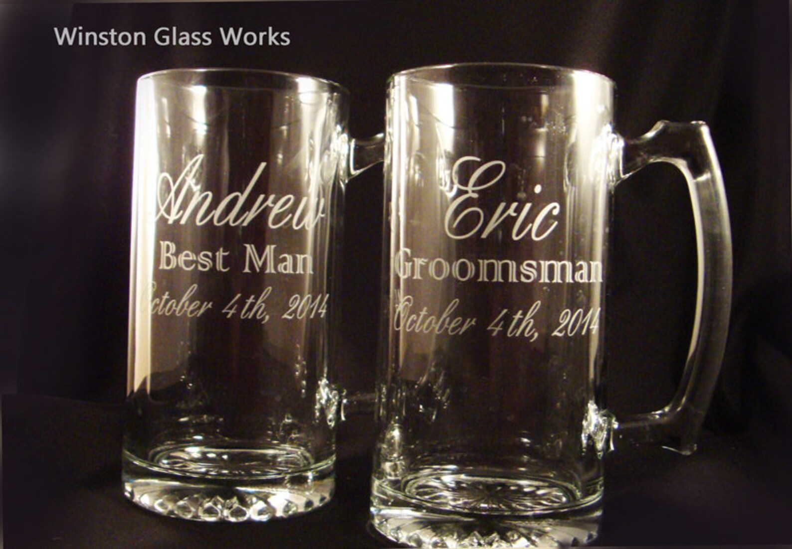 Etched Glass MEGA Beer Mugs for Your Wedding Party Set of 4 | Etsy