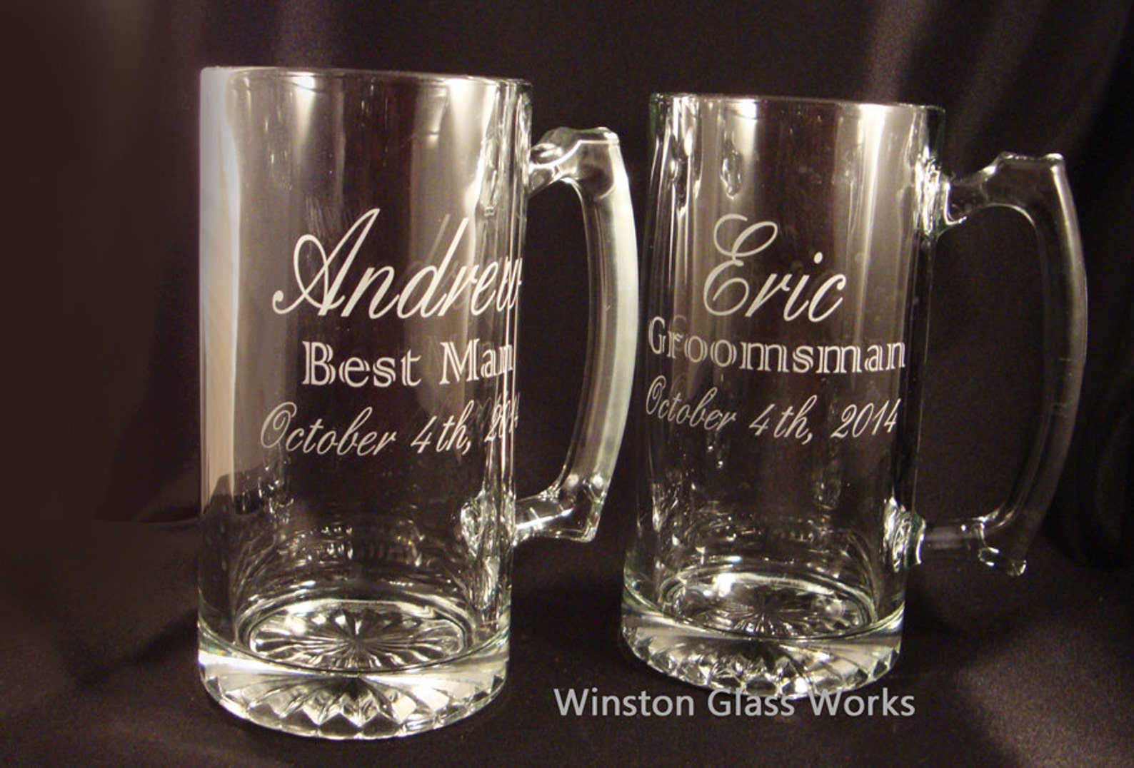 Etched Glass MEGA Beer Mugs for Your Wedding Party Set of 4 | Etsy