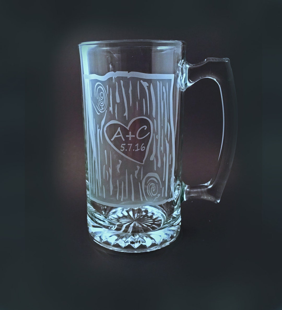 Personalized Custom Etched Mega Beer Mugs Set Of 2 Fathers Day T Fathers Day Bride And Groom