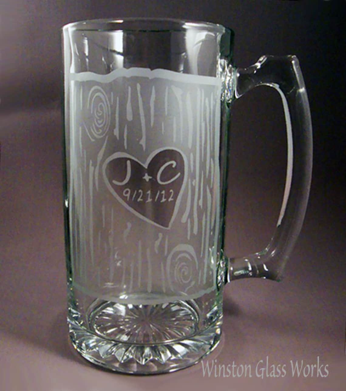 Personalized Custom Etched Mega Beer Mugs Set of 2 Fathers - Etsy
