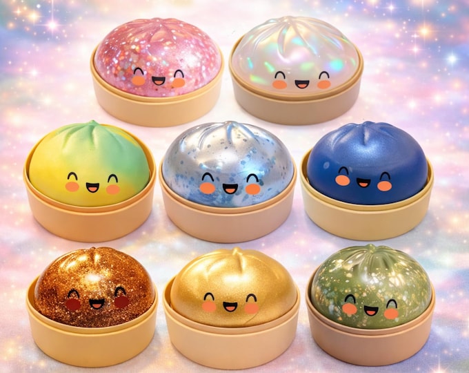 Glitter Dumpling Squishy Toy With Steamer Basket – Stress Relief ...