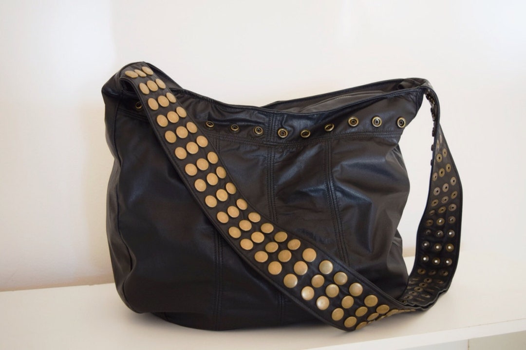 Black Leather Crossbody Veronica Mars Bag Large Detail - Etsy