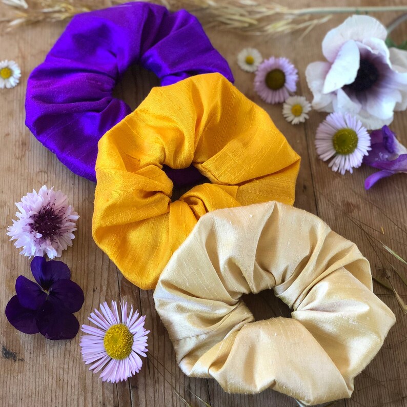 Luxury large silk scrunchie hair ties | Etsy