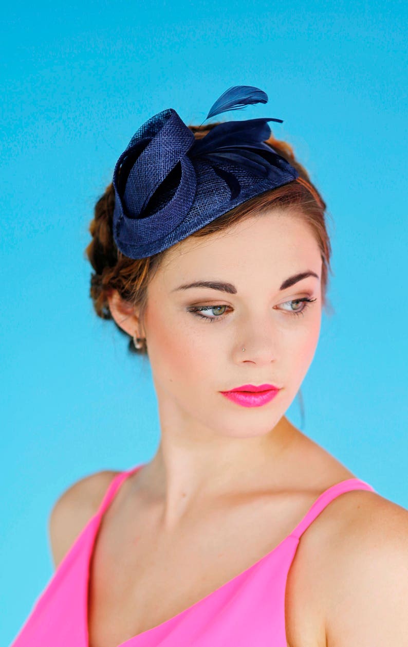 Navy Art Deco Cocktail Hat 'burgh' Fascinator With - Etsy UK