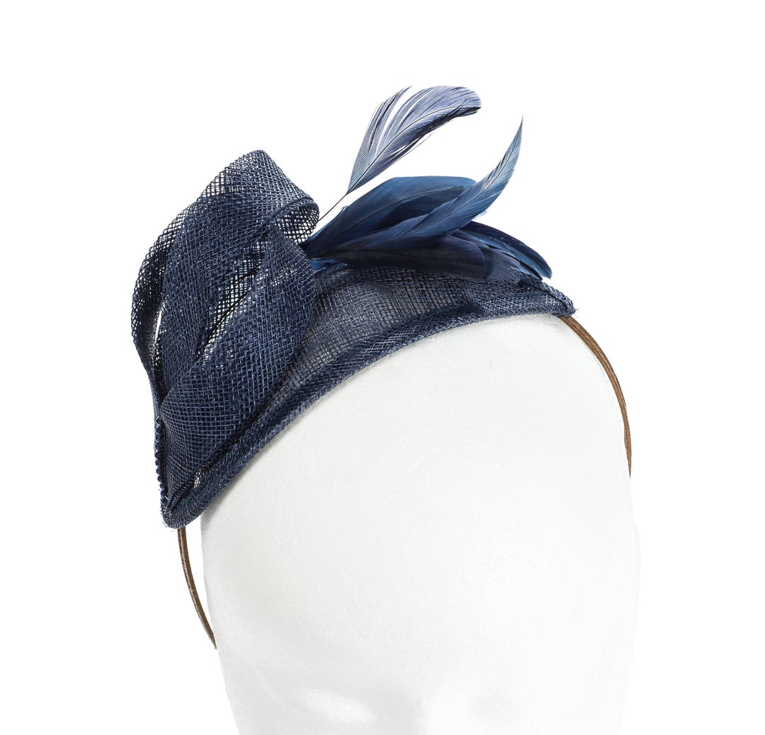 Navy Art Deco Cocktail Hat 'burgh' - Fascinator With Feathers Made in UK - Etsy